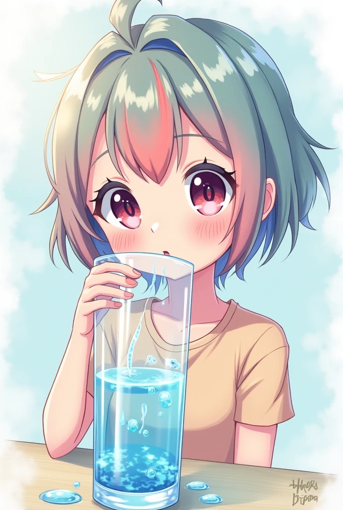 UN ANIME QUE TOME AGUA QUE DIGA DRINK WATER - SeaArt AI