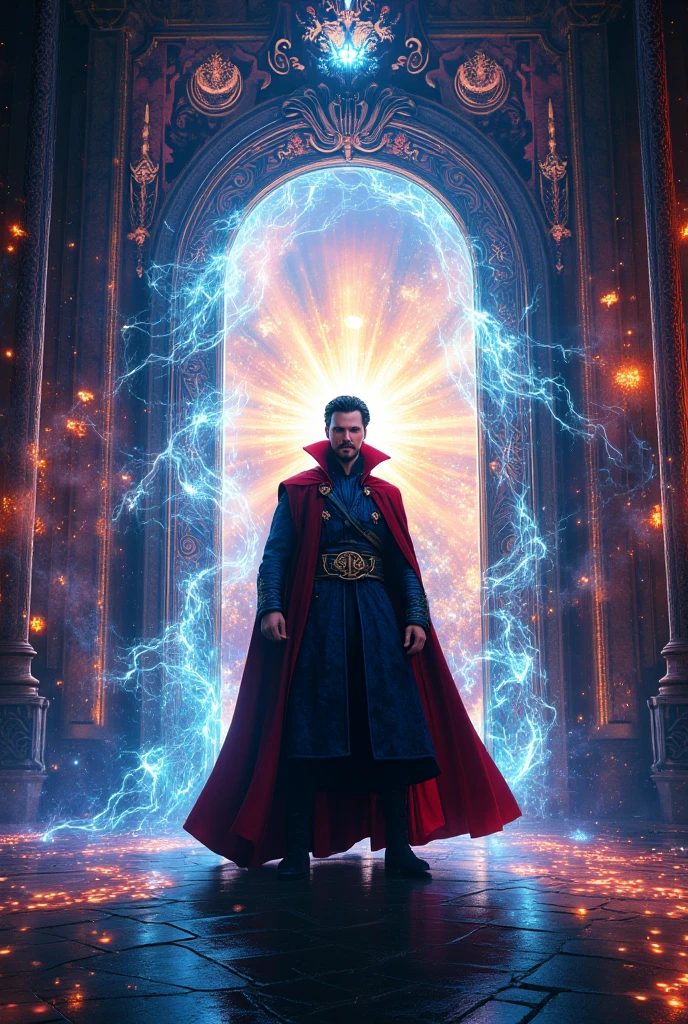 Dr strange opening the magical door, clear visible face, magic ...