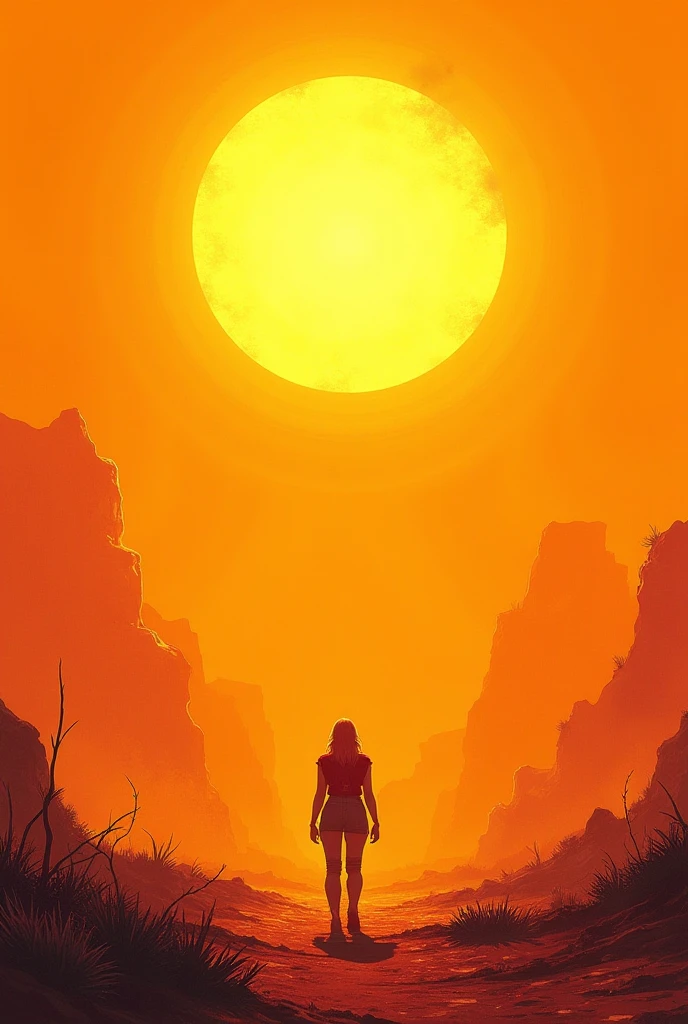 The sun high in the sky (to show the heat of midday - SeaArt AI