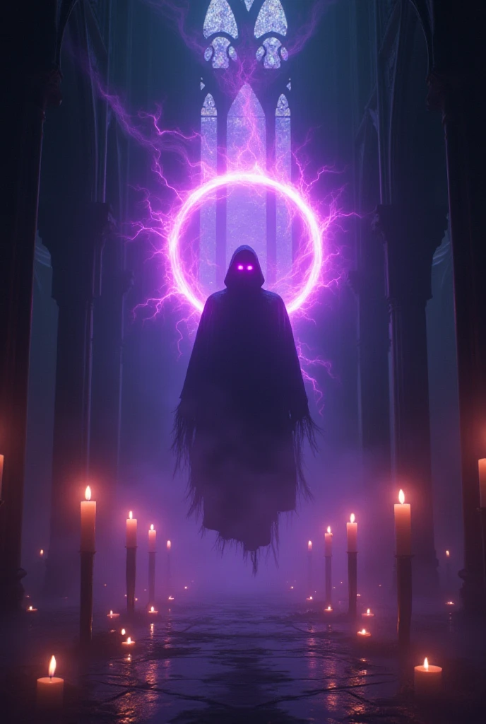 A 5-second cinematic animation of a dark Gothic cathedral setting ...