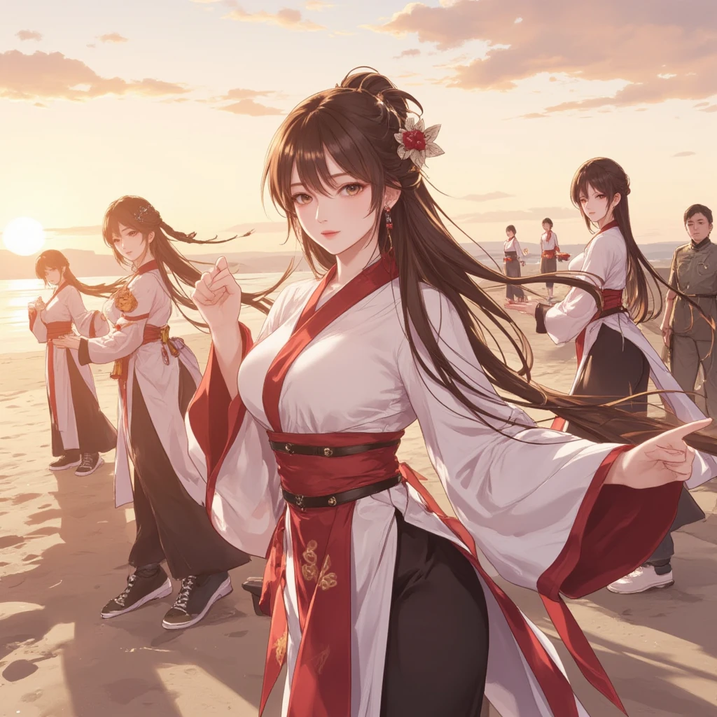 "An anime-style illustration of five female martial artists from the ...