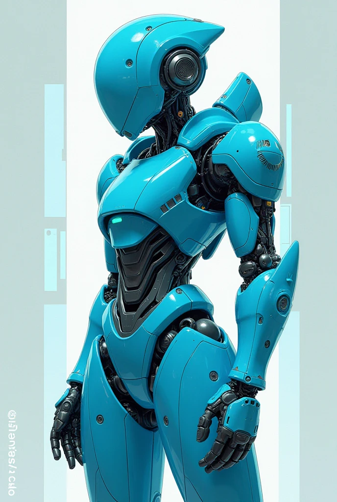 A cyan suited futuristic robot, anime, profile picture