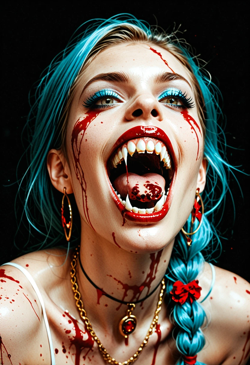 Vampiress, sharp bloody teeth - SeaArt AI