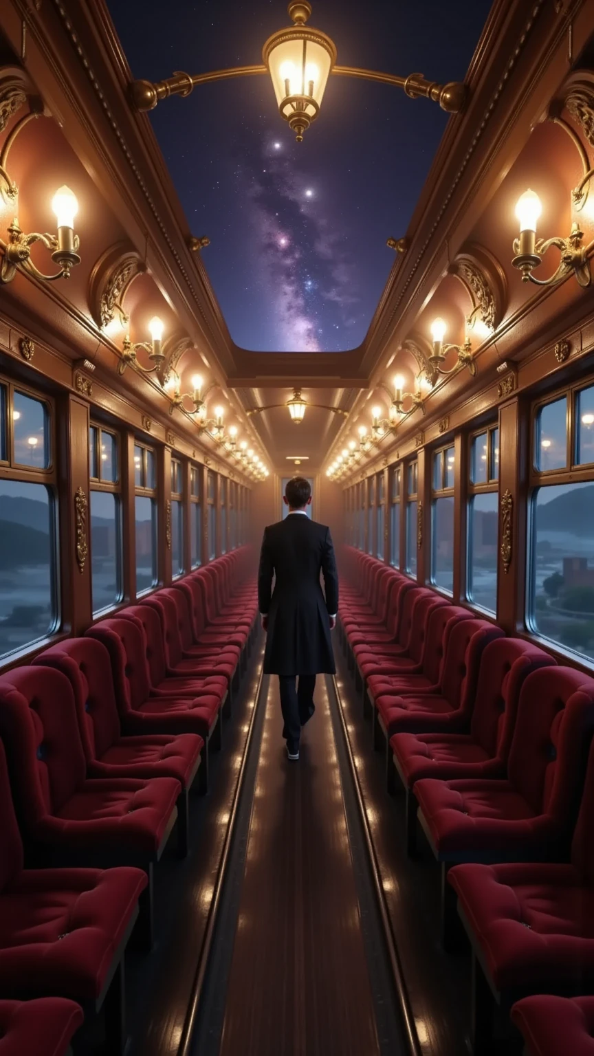 prompt: | A mystical train emerges from the twilight mist, gliding ...