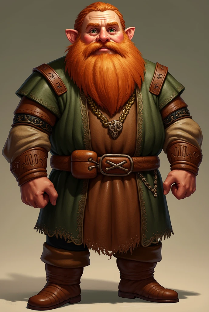 A stout dwarf with a meticulously braided beard, wearing traditional ...
