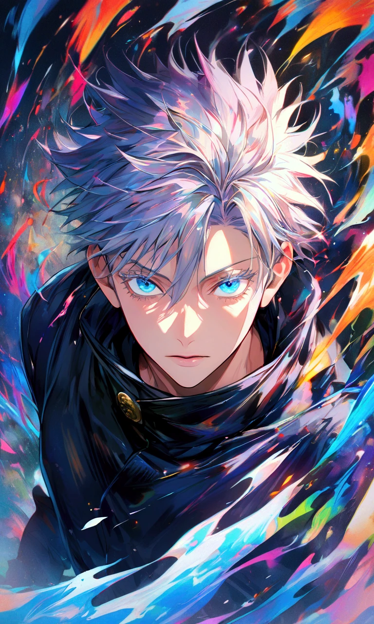 (((1boy 、Gojo Satoru、Jujutsu Kaisen))))、White eyelashes、 long lashes ...