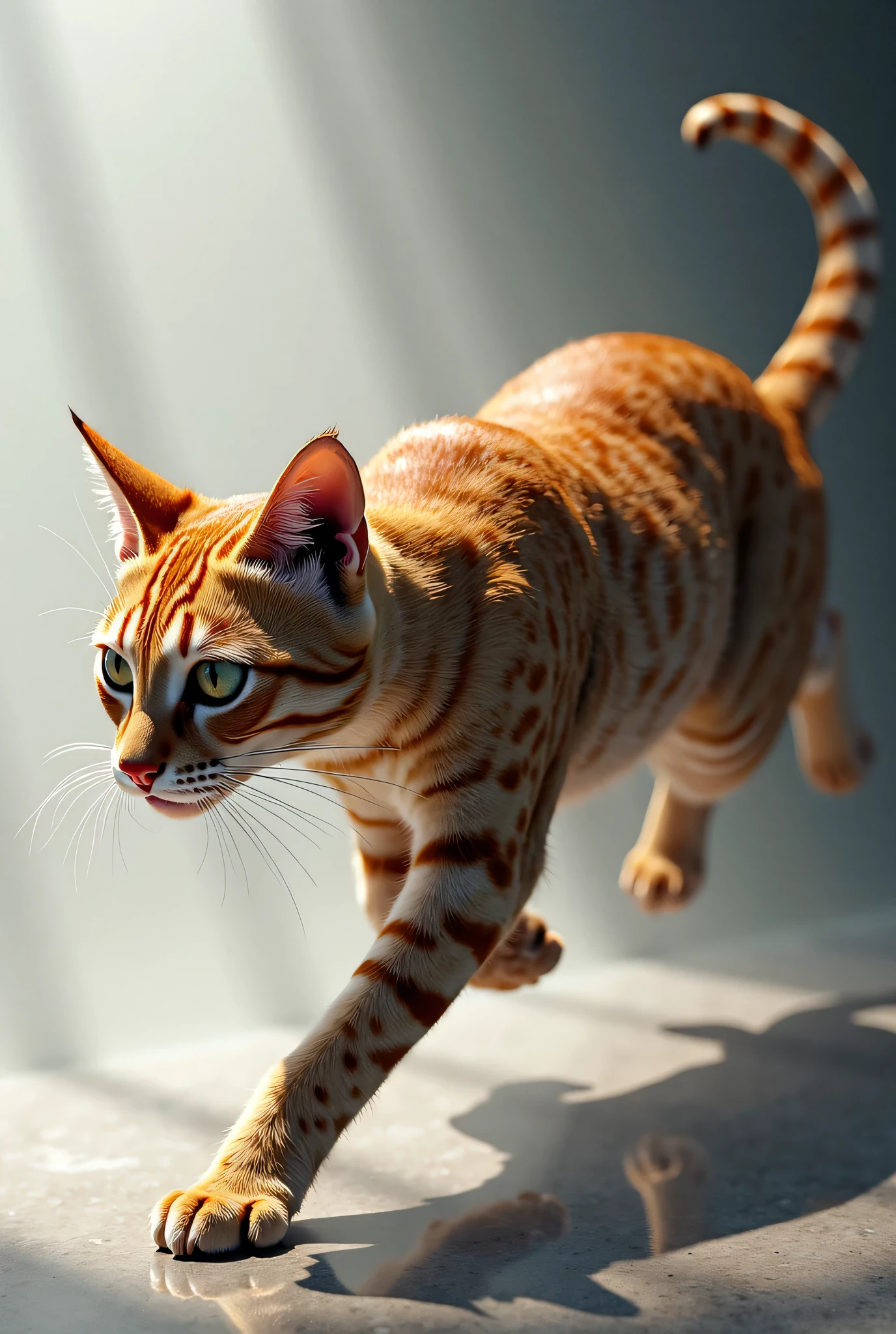 There is a cat that is walking on a white surface - SeaArt AI