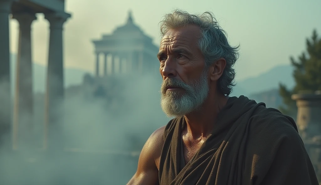 Face Greek stoic man , in Greek mythology , Cinematic , background with ...