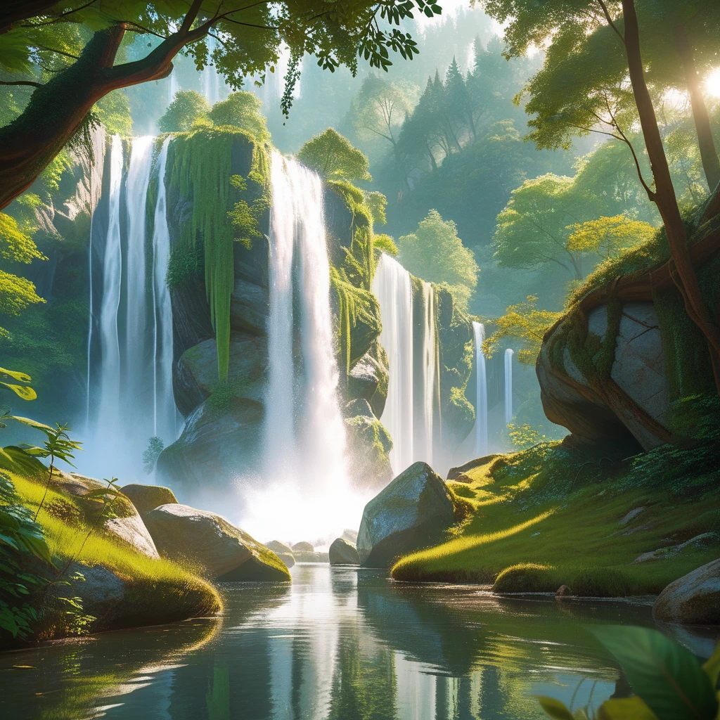 A majestic and serene waterfall