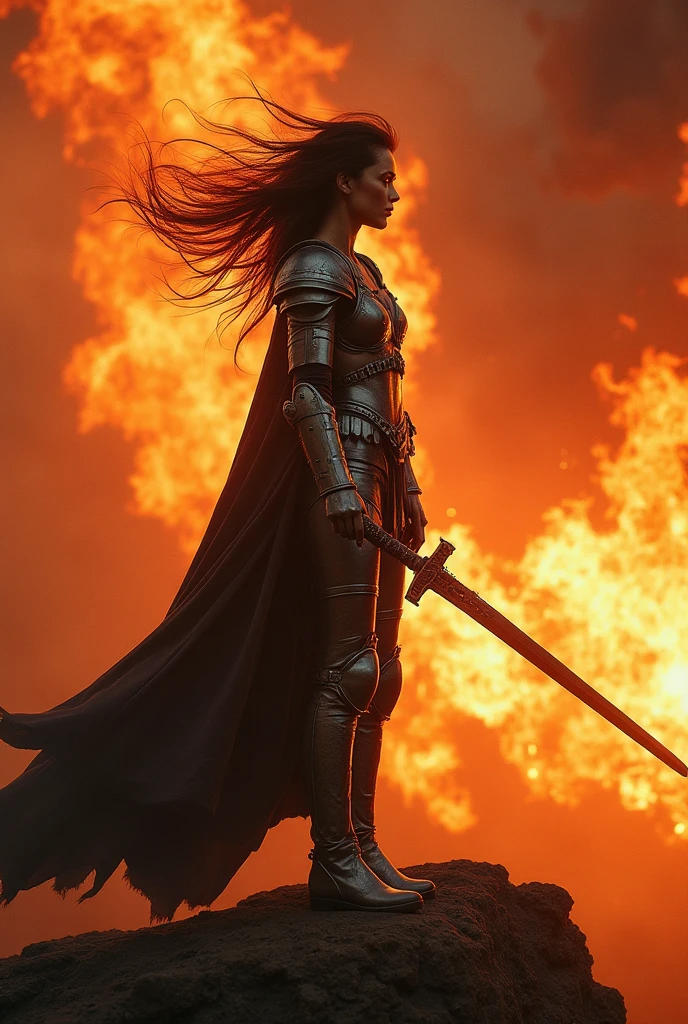 her face is blown by the wind 、 contrasts beautifully with the fiery ...