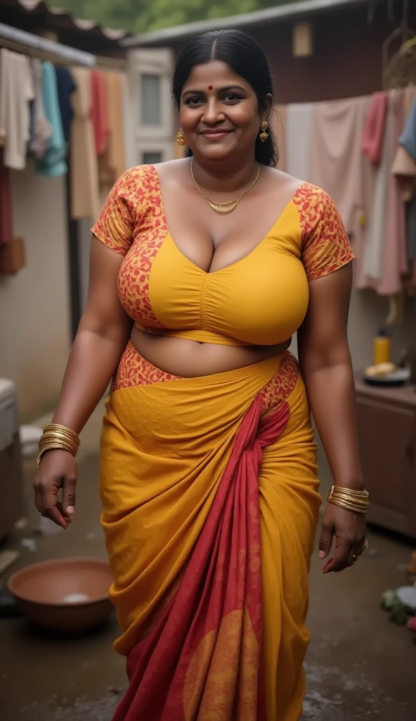 Realistic indian plus size bhabhi washing cloths - SeaArt AI