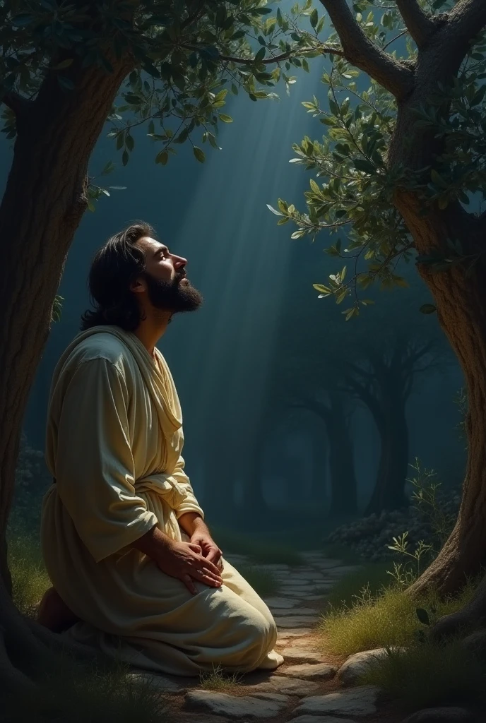 Jesus Christ Asking Heavenly Father for Help in Gethsemane - SeaArt AI