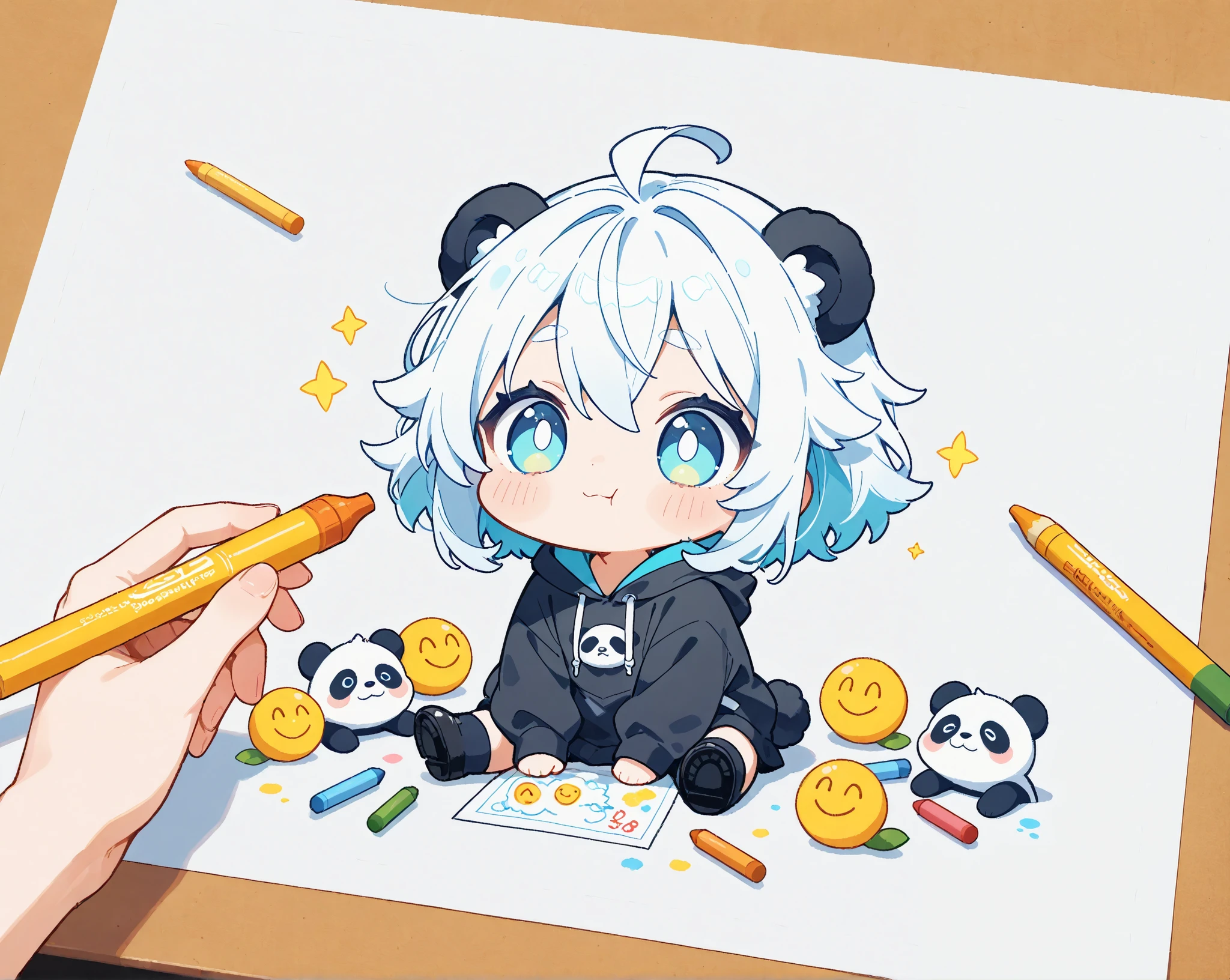 Someone is drawing a picture of a panda girl with a pencil - SeaArt AI