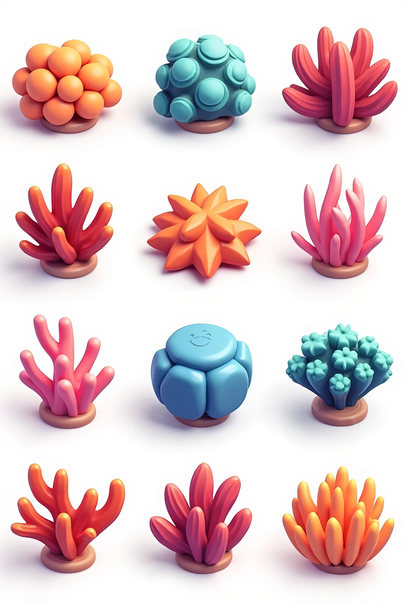 A close up of a bunch of different colored corals - SeaArt AI