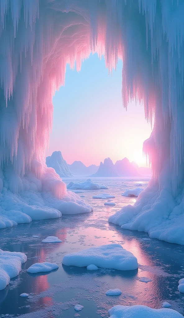 A fantastical ice realm where the ice is entirely transparent - SeaArt AI