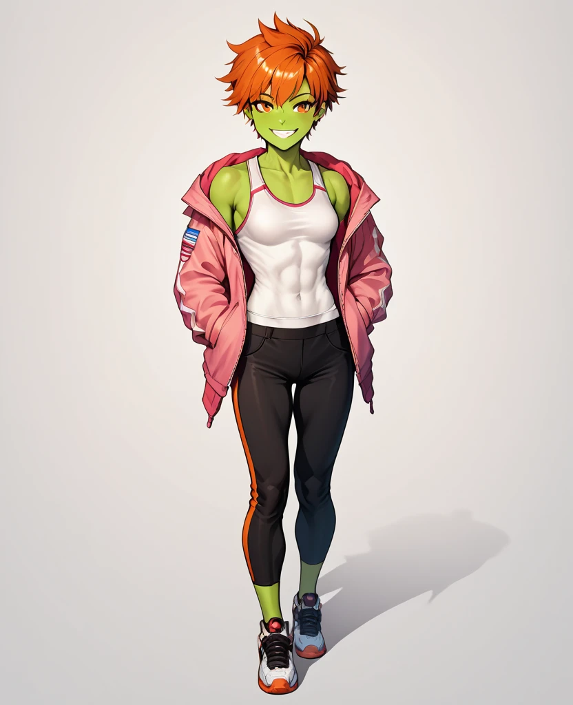 Girl, alone, tomboy, smile, glancing at the spectator, Athletic - SeaArt AI