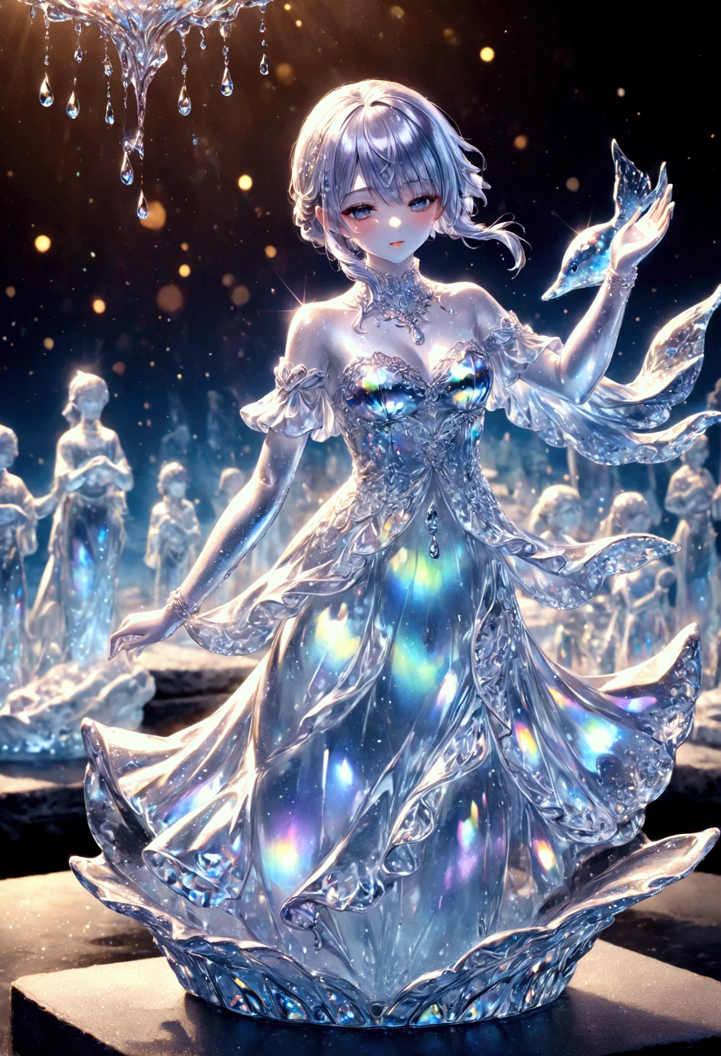 Ice statue in the image of Haruna, The brilliance of the drops of water ...