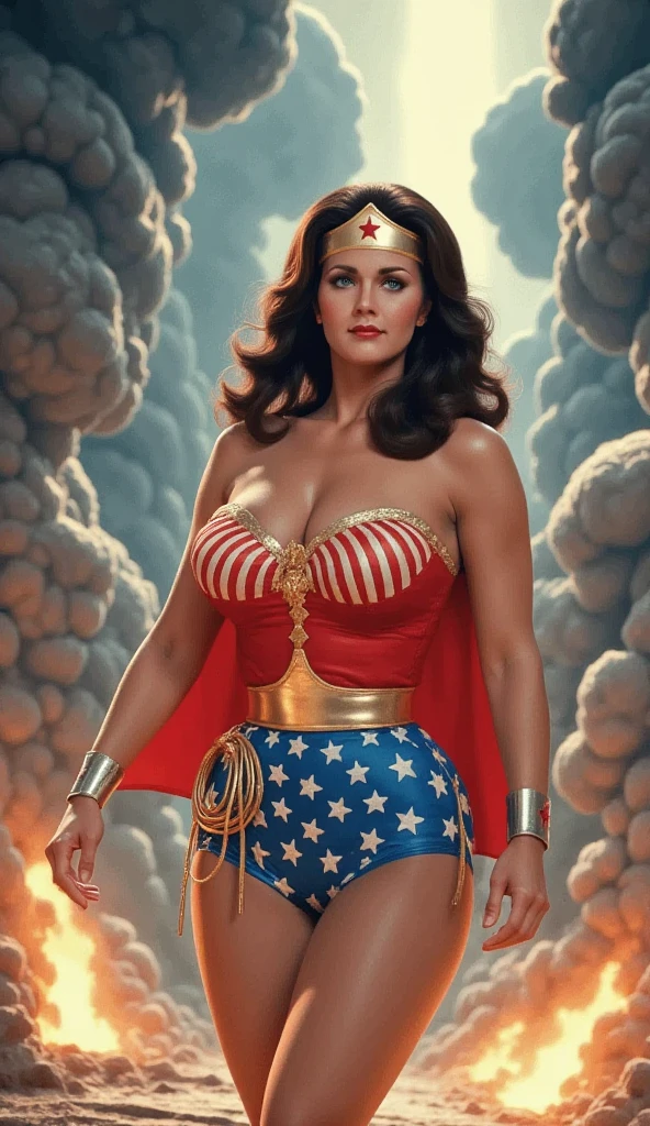 (HELPLESS PERIL SCENE) (COMIC BOOK STYLE) A SEXY LYNDA CARTER AS THE ICONIC 1960 - SeaArt AI