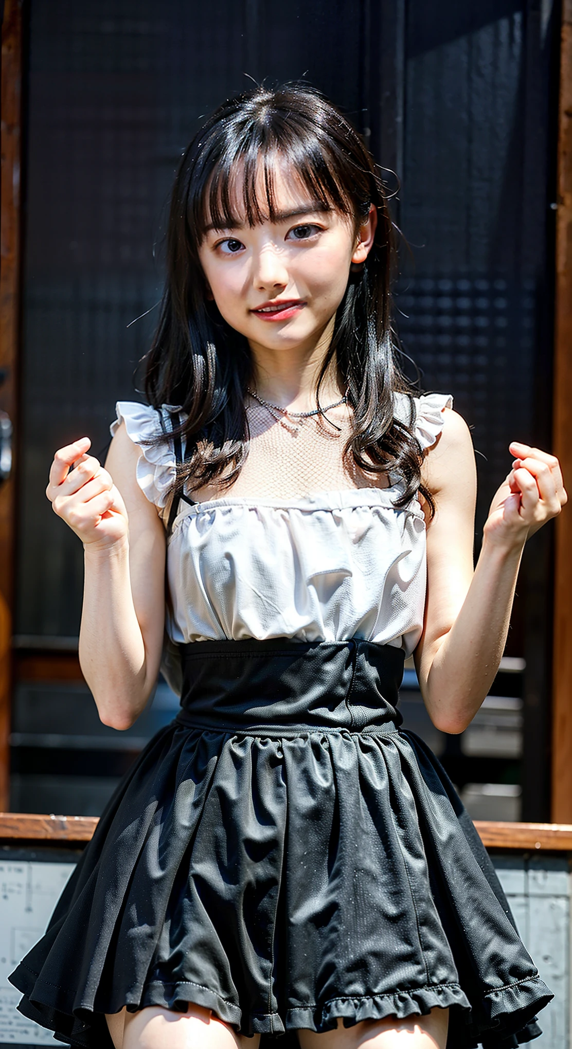 There is a woman in a short skirt posing for a picture - SeaArt AI