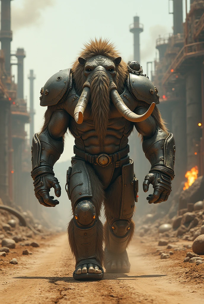 A humanoid mammoth warrior with the muscular body of a human and the ...