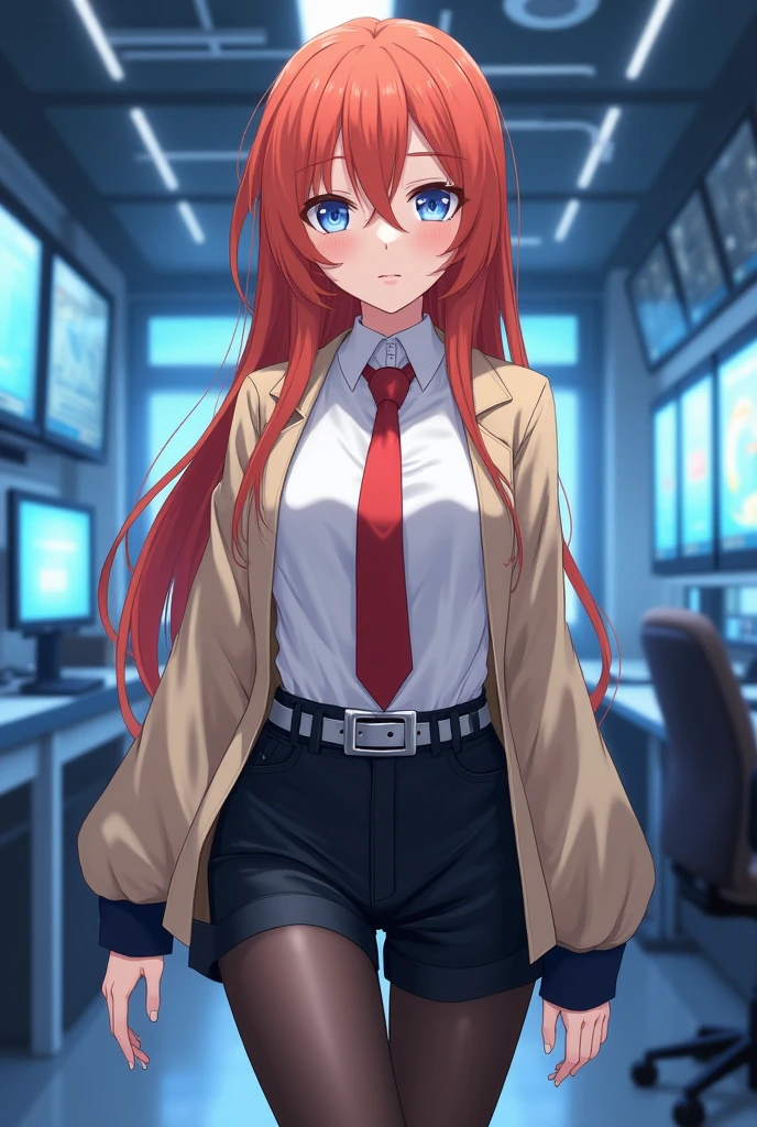 Create an anime-style character, 18-year-old young scientist prodigy ...