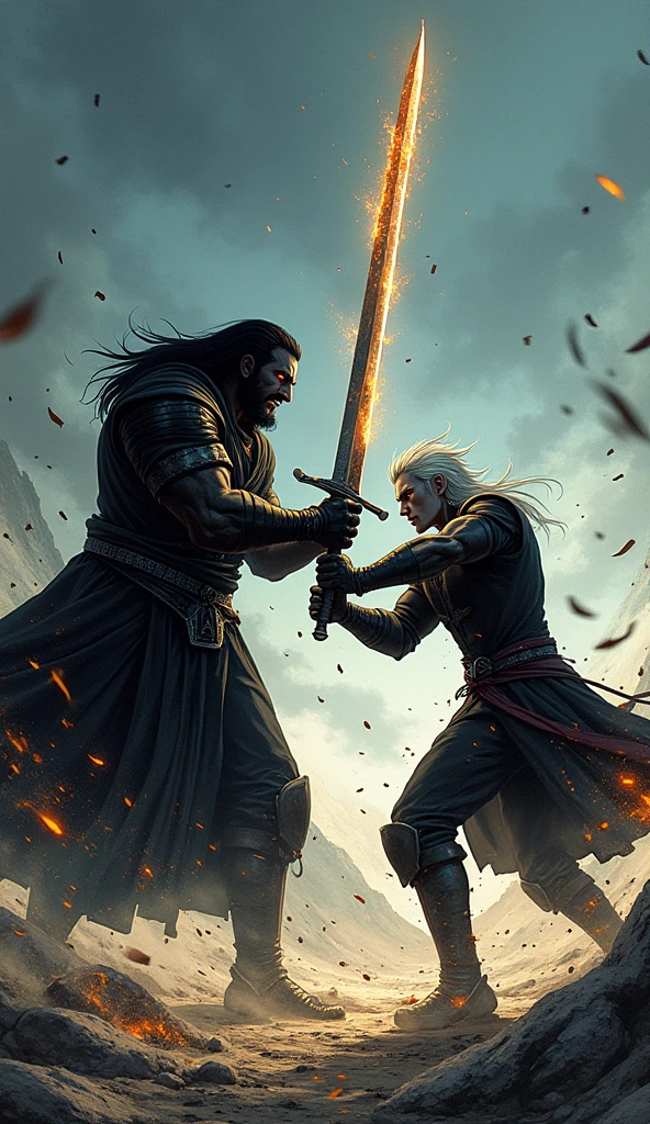 Create 2 characters guts and griffth are fighting 2d swords at full ...