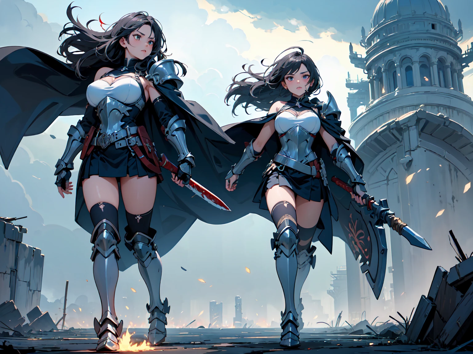 (((masterpiece, best quality, high detailed, 16k))) (1girl) A fierce ...