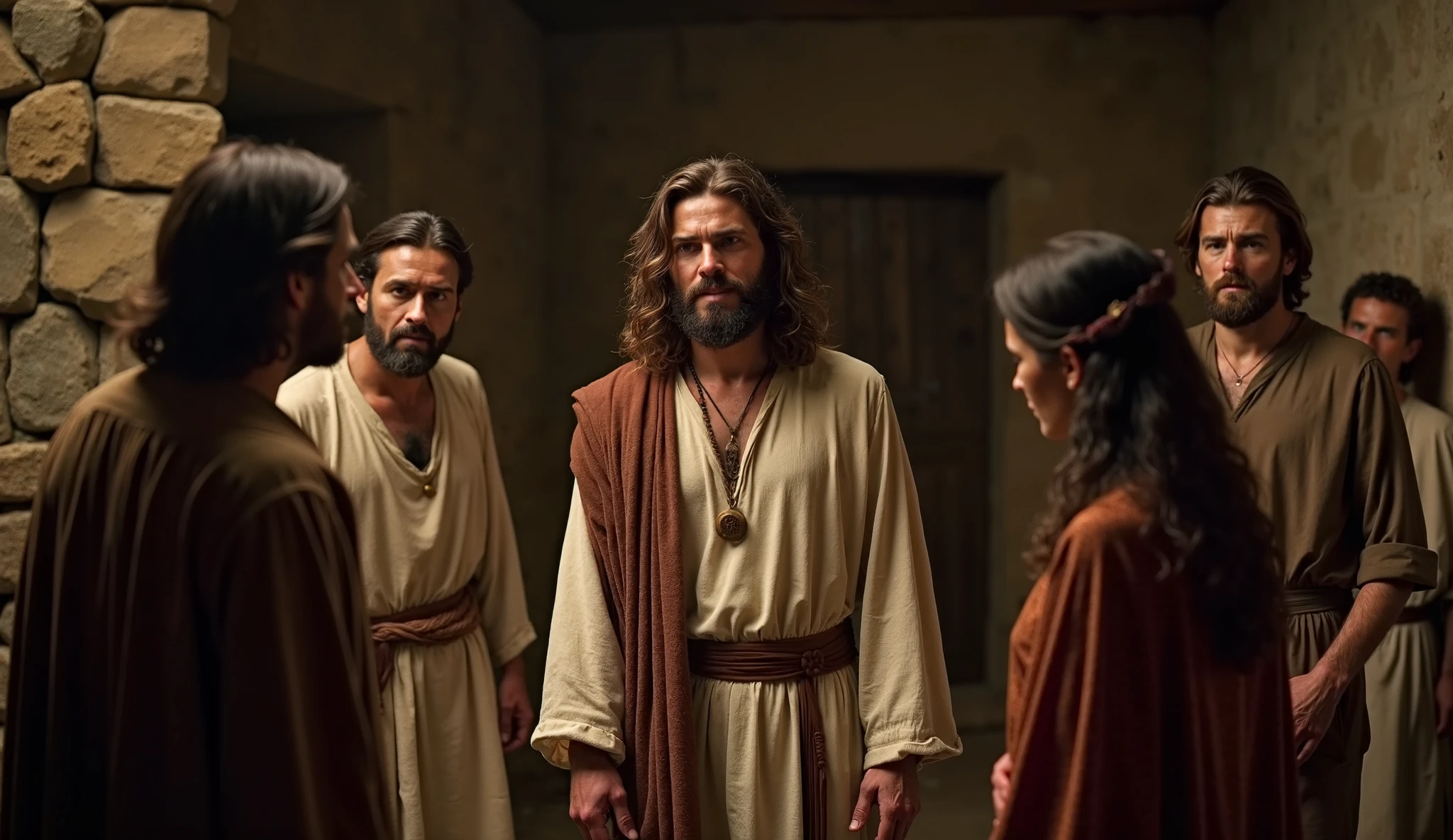 Arafed image of jesus standing in a group of people - SeaArt AI