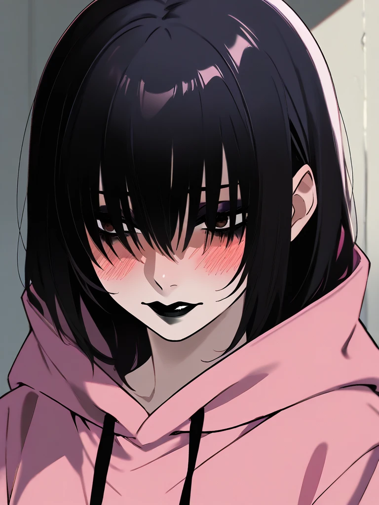 Masterpiece, same face, 1girl, solo, goth, goth makeup, smoky eyes ...