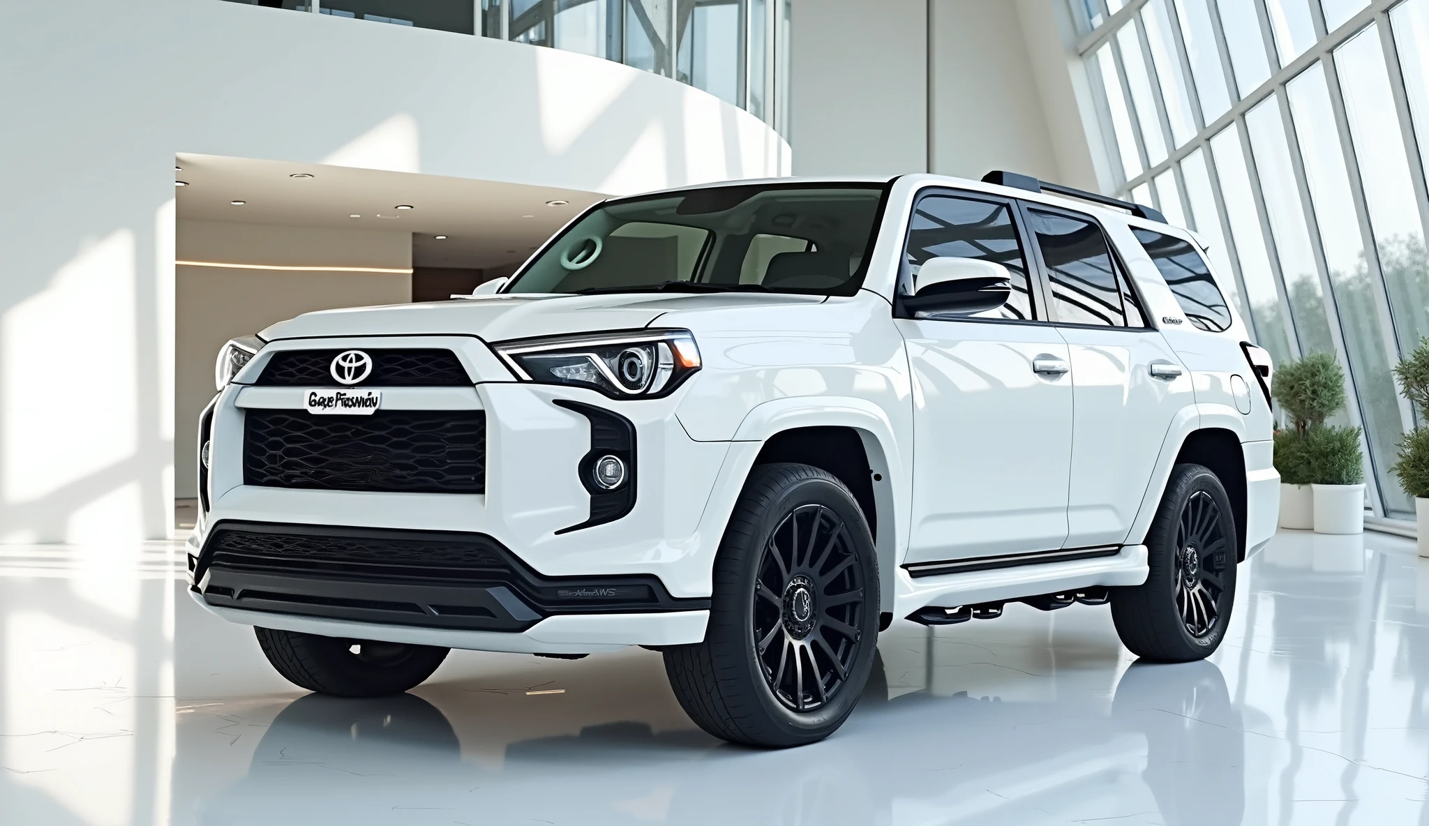 Arafed white toyota suv parked in a large building - SeaArt AI