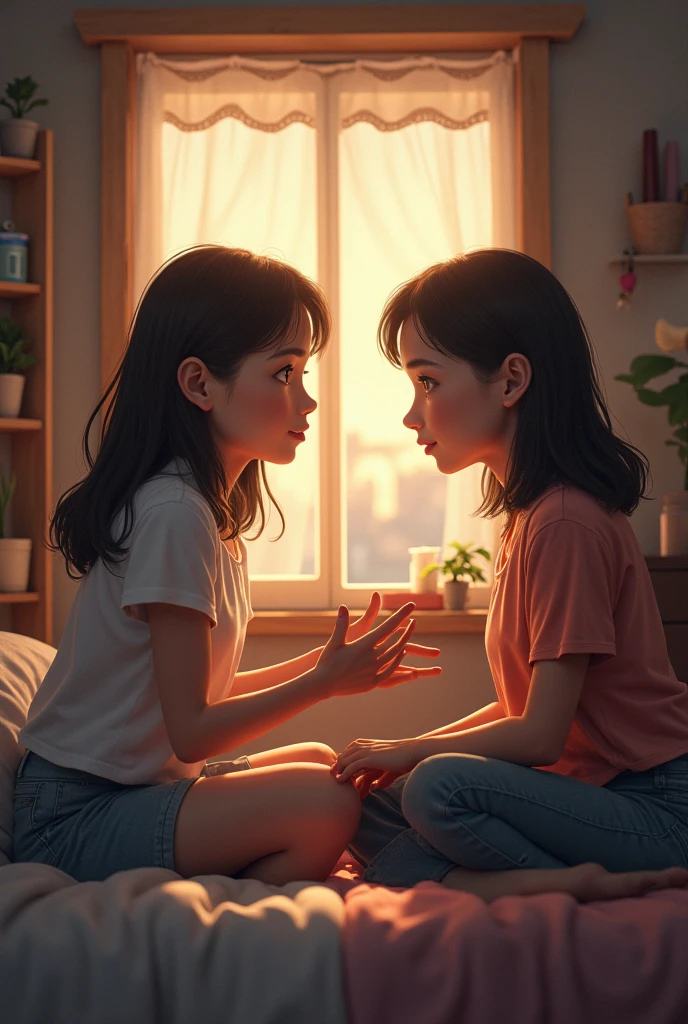 In the rental room, 2 sisters are talking - SeaArt AI