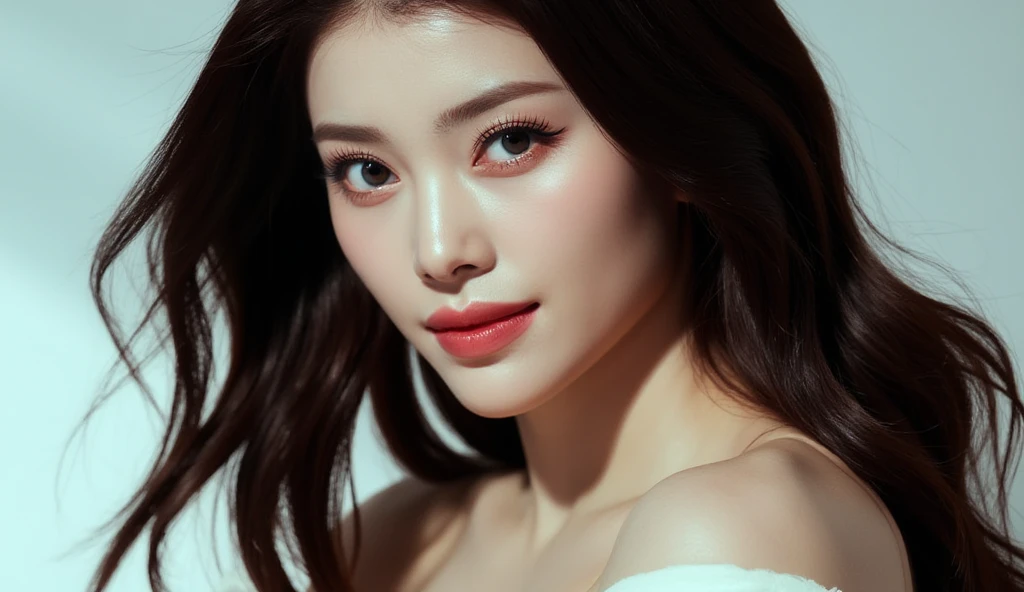 Dark brown hair , western make up , blue eyes ,, nude make up - SeaArt AI