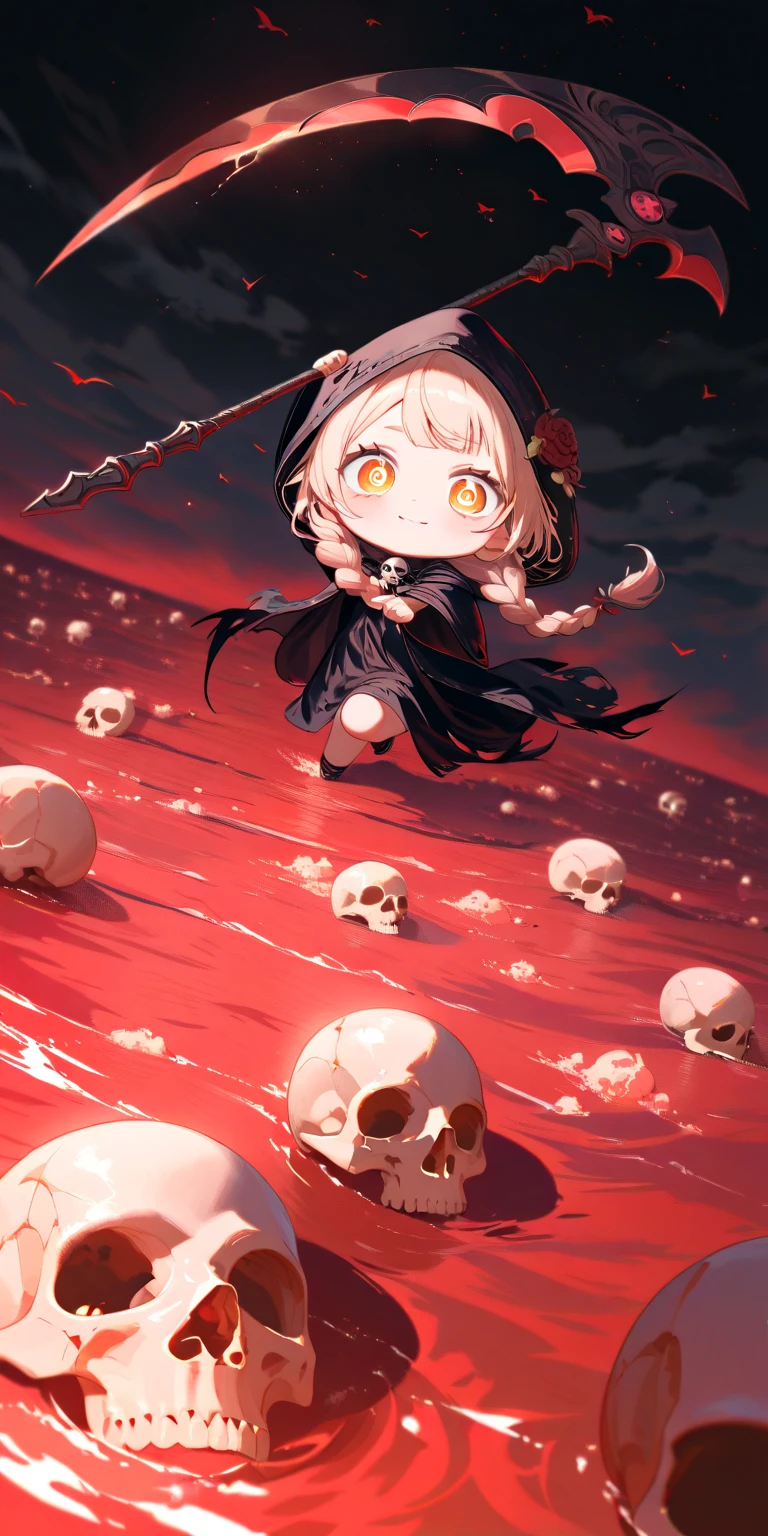 Solo,1girl\(grim reaper,cute,kawaii,(chibi),hair color white - SeaArt AI