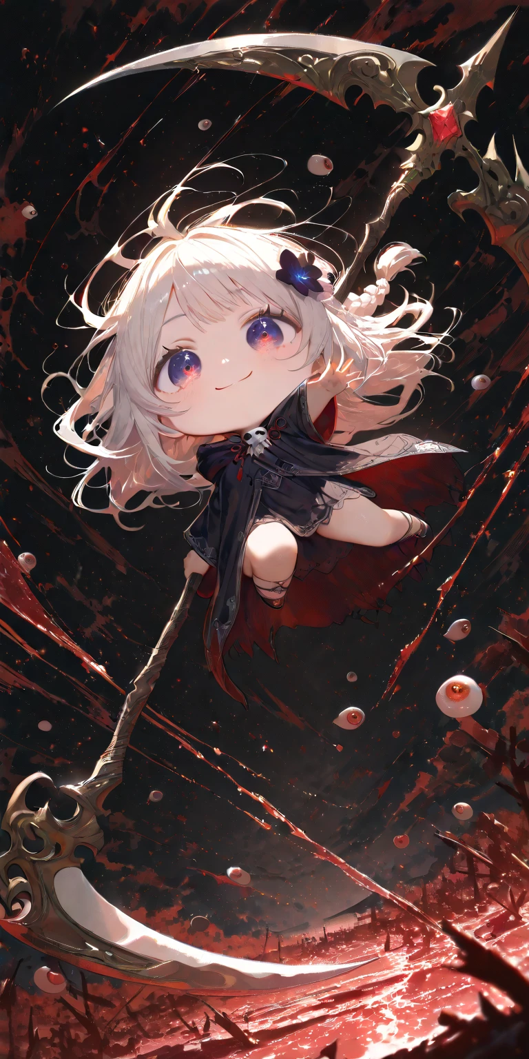 Solo,1girl\(grim reaper,cute,kawaii,(chibi),hair color white - SeaArt AI