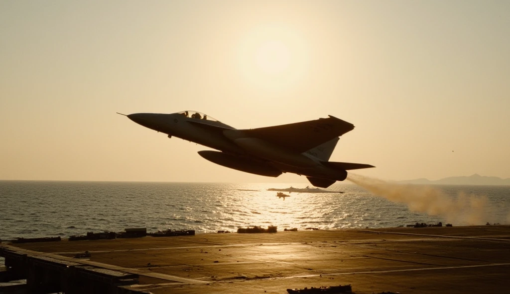Realistic, fighter jet taking off from an aircraft carrier, 245th scene ...