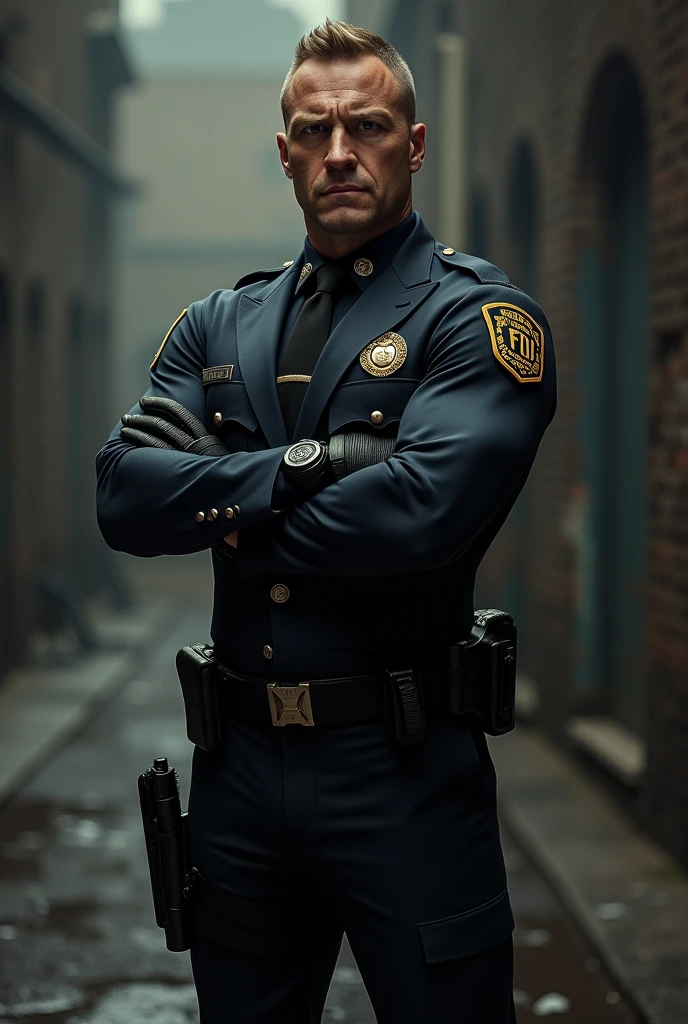 I want a picture of an FBI officer who has muscles and a strong ...