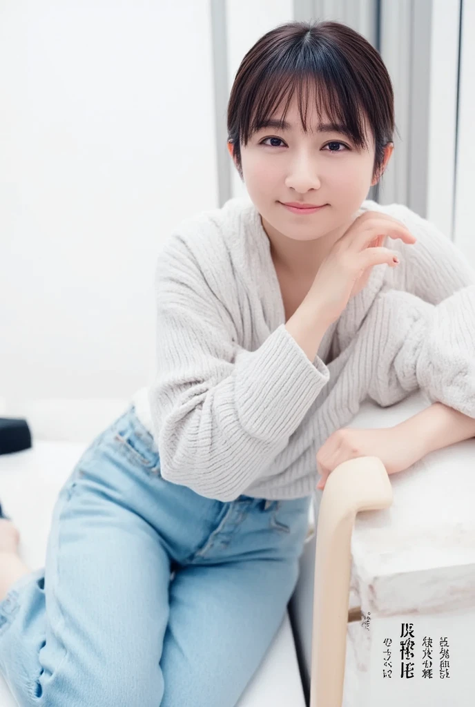single Japanese woman in cleavage bed、The lower part of the body is ...