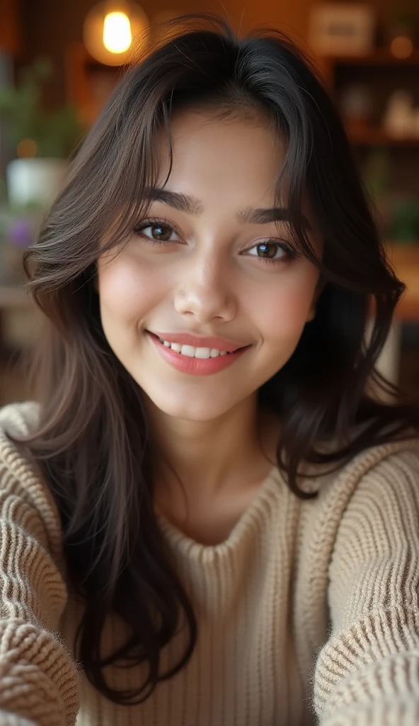 India Photo of a 20-year-old brunette woman, who has a very natural face - SeaArt AI