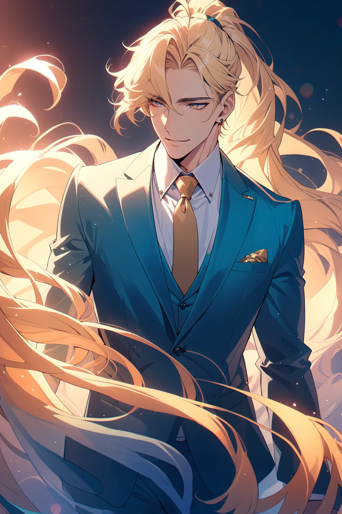Anime - style image of a man in a suit with long blonde hair - SeaArt AI