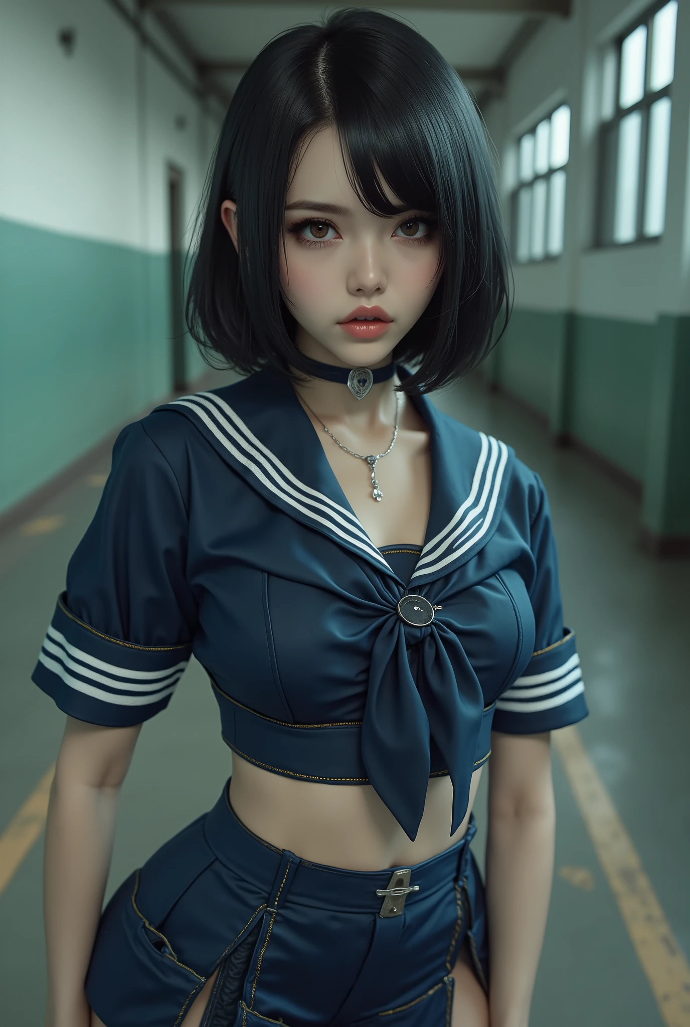 There is a woman in a sailor outfit posing for a picture - SeaArt AI