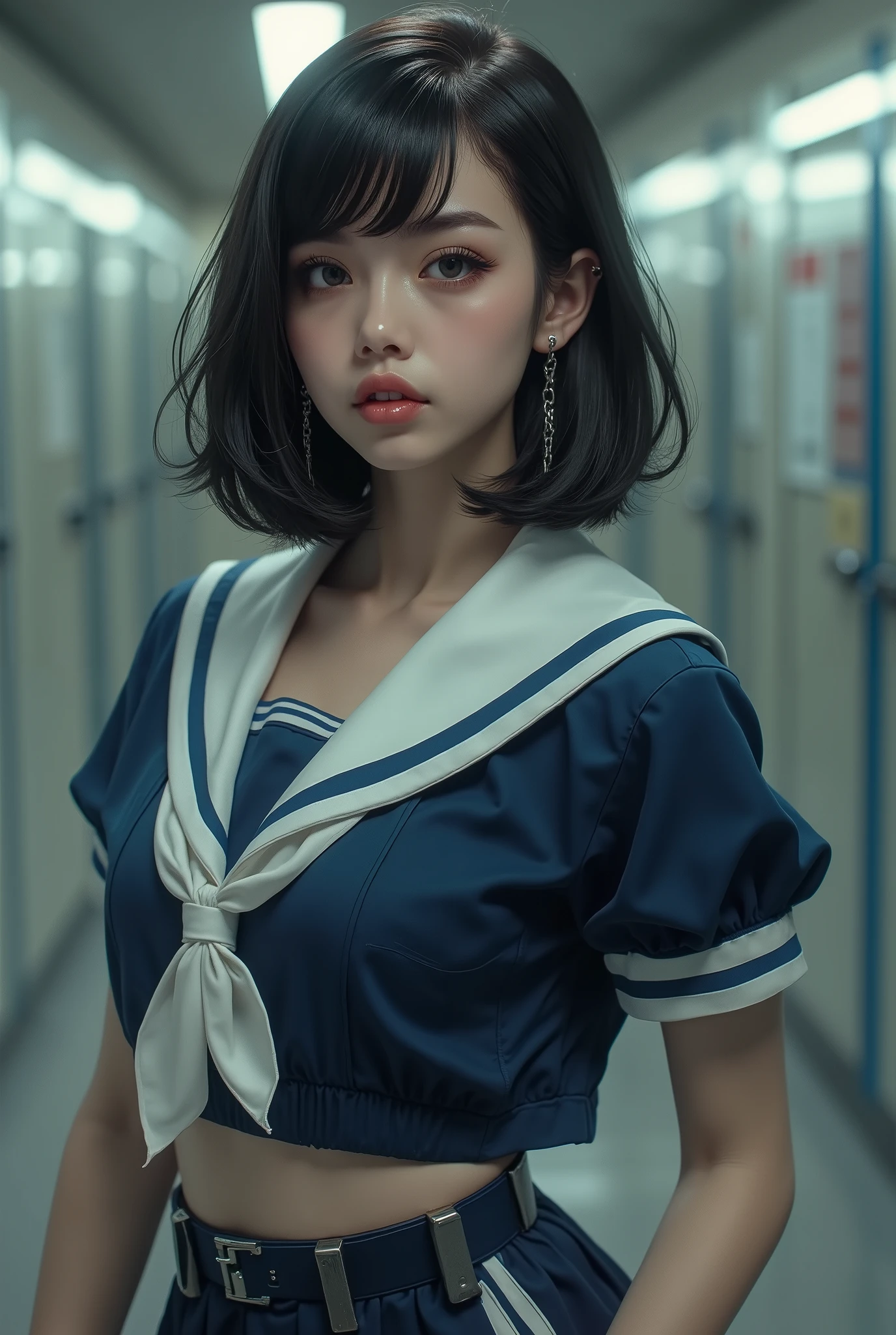 Arafed asian woman in a sailor outfit posing for a picture - SeaArt AI