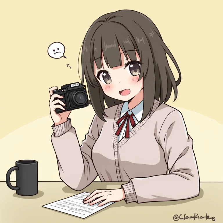 Girl reporter、 illustration 、camera - SeaArt AI