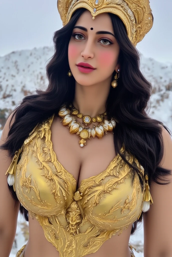 Full body image of Goddess durga with thick. Milf body, wearing golden ...