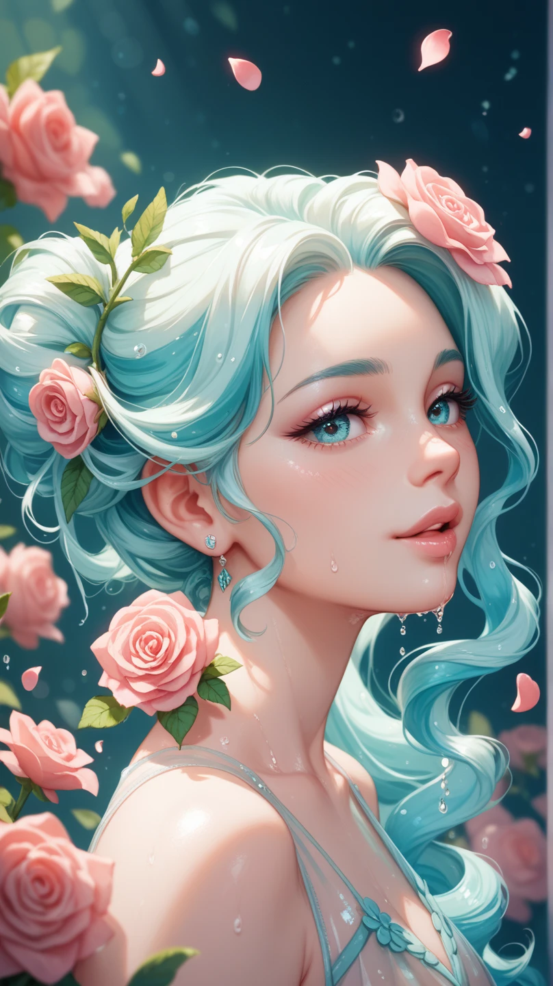 Airy figure covered with delicate flowers, made of translucent delicate ...