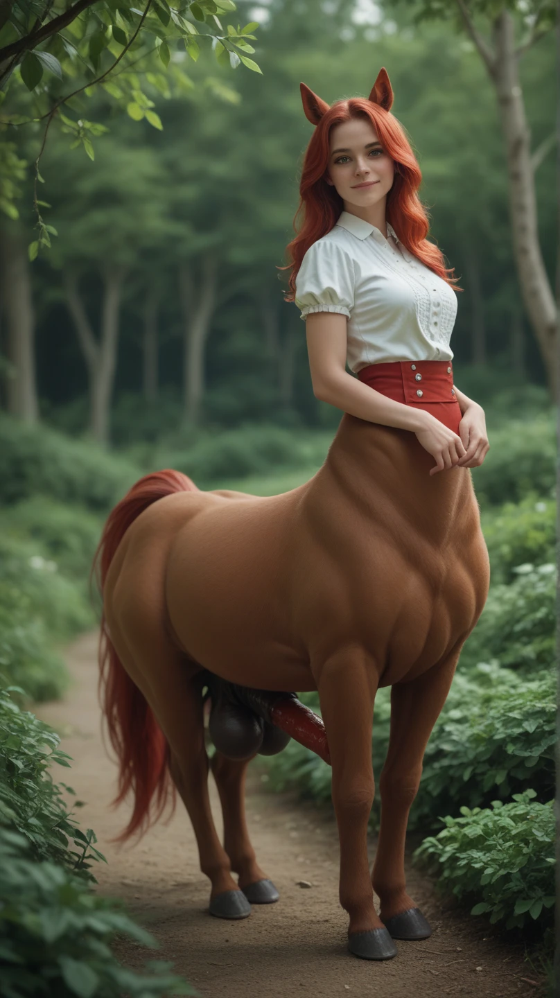 A centaur futa girl, futanari, anthro, solo, looking at viewer - SeaArt AI