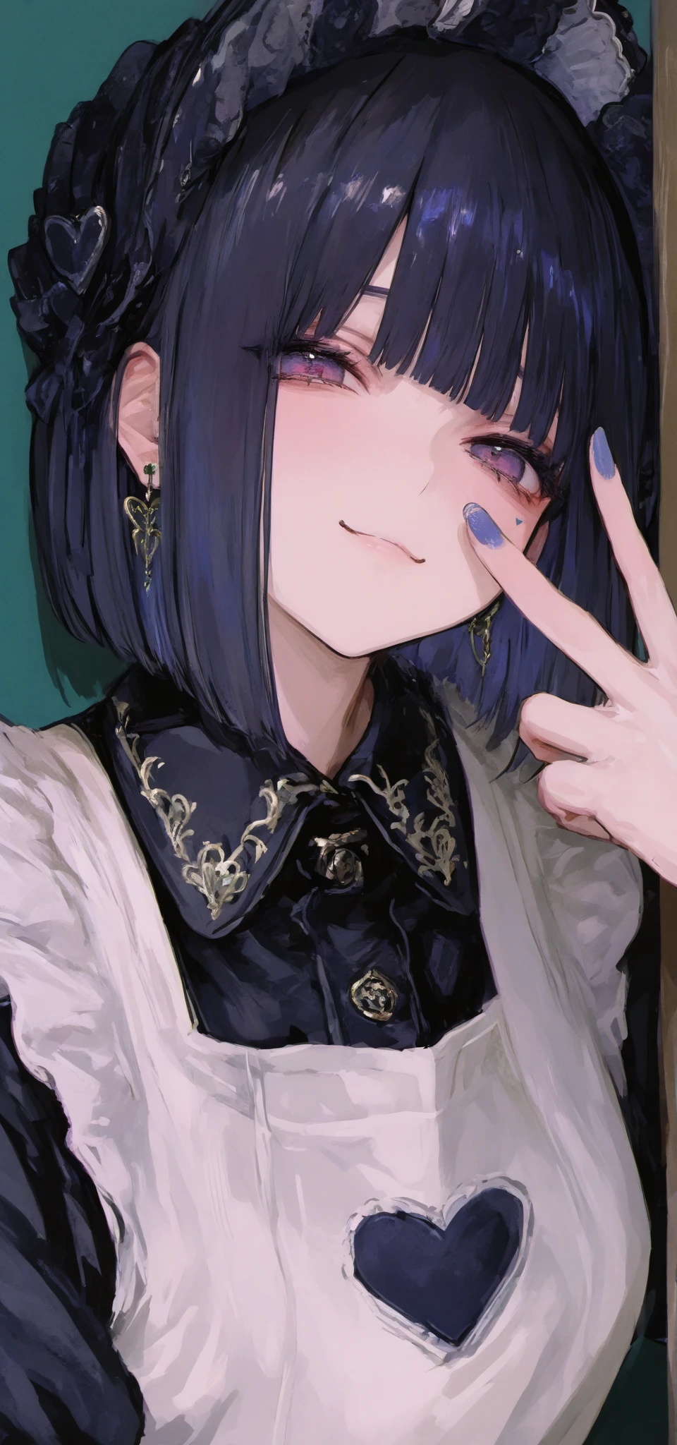 最高品質, 傑作, 748cm スタイル , 1 女の子, ハートフェイスマーク , v オーバーアイ , , 緑 - SeaArt AI