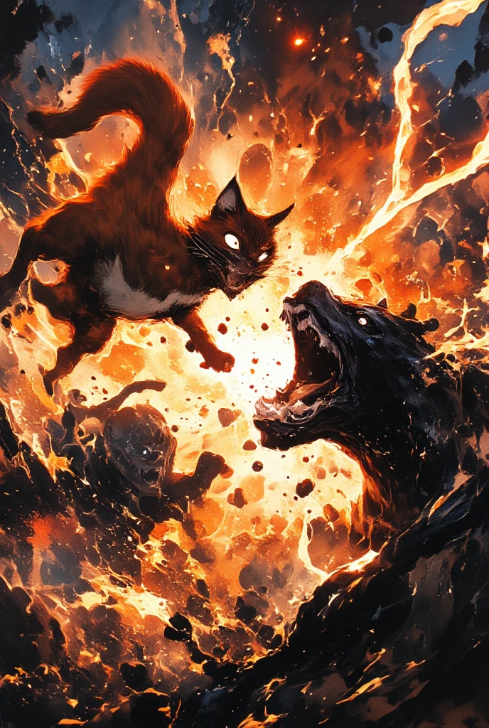 Animation, work of art, theme is "cat vs dog: battle royale" - SeaArt AI