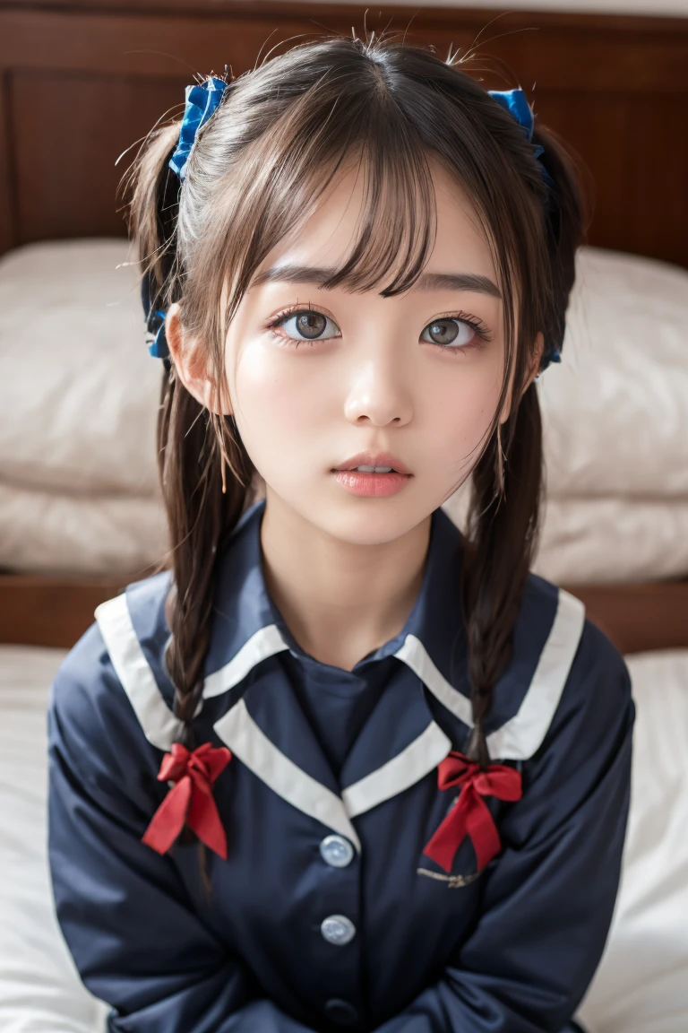 Lori Girl 、 on a futon、、,4k high image quality、 high chroma, twin tails ...