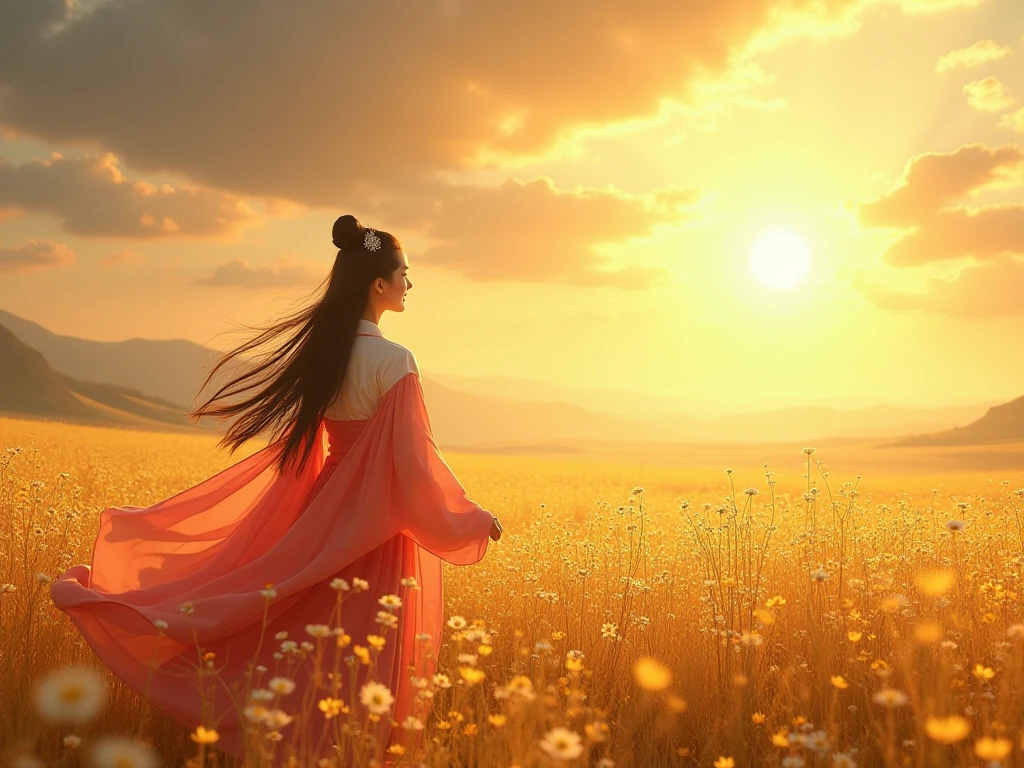 Picture a sacred Korean woman in the sacred kingdom of heaven - SeaArt AI