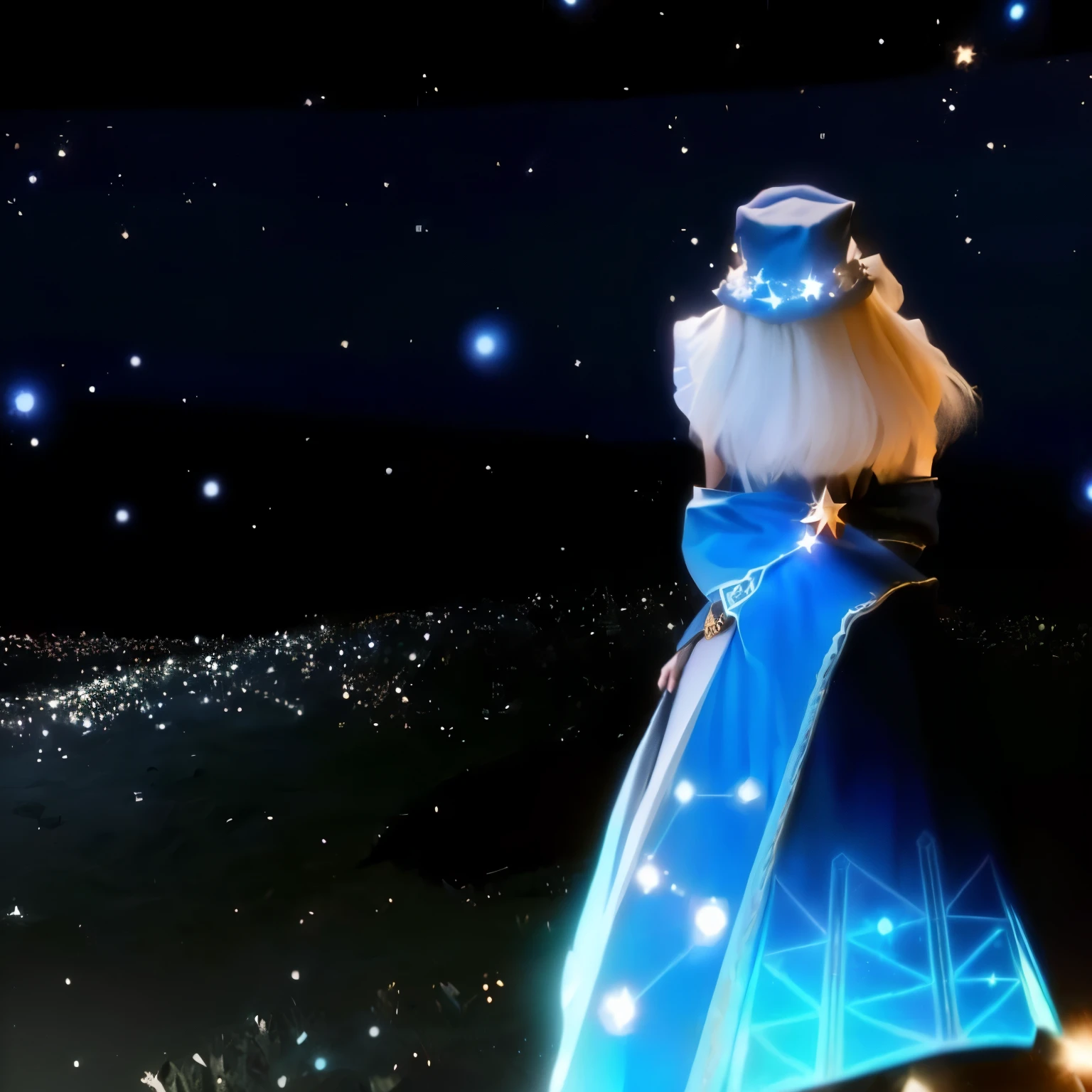 There is a woman dressed in a blue dress and a hat - SeaArt AI